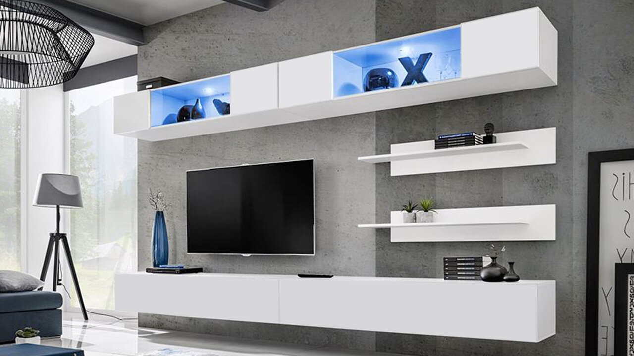 Гостиная 3 Белый Фасадный 0101 NEW 320x40x180 см, GOODFORM