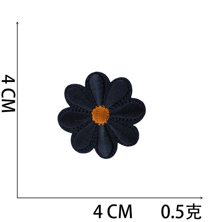 Термоаппликация / наклейка/ патч/ шеврон/ нашивка "Ромашки", диаметр 4 см упаковка 5 шт, цвет: черный