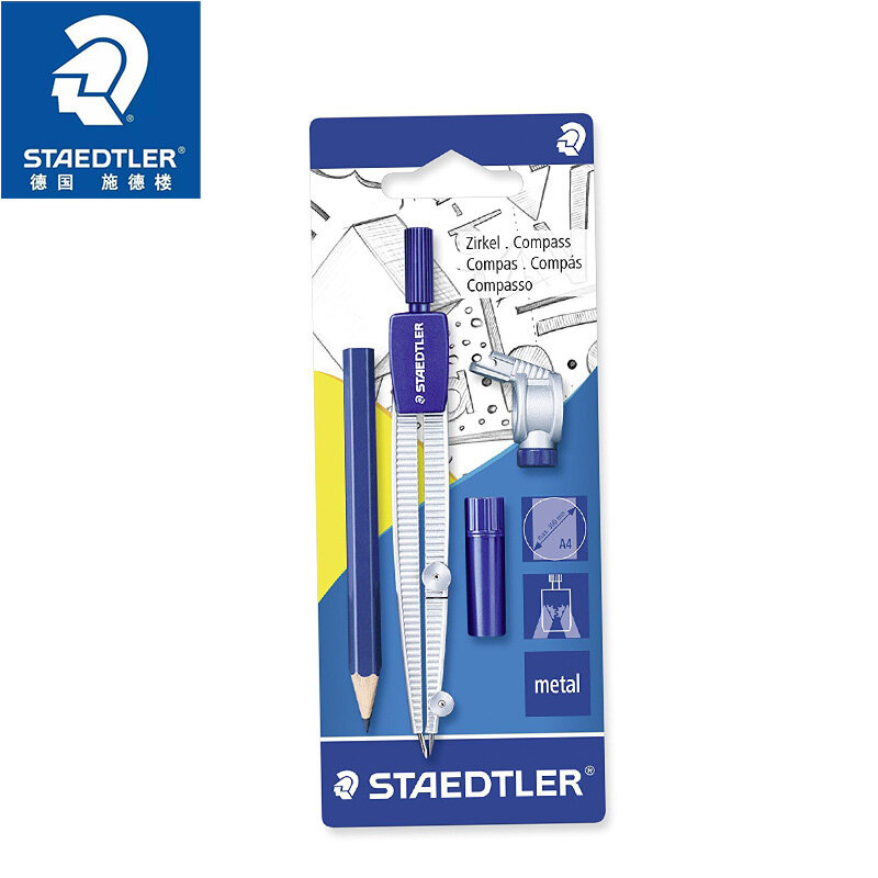 Набор STAEDTLER 550, студенческий, с компасом, игольчатая трубка, адаптер для пера