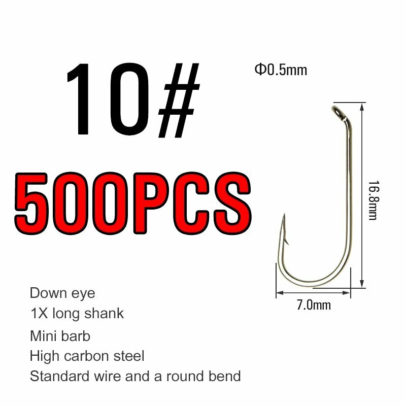 ICERIO рыболовные крючки из высокоуглеродистой стали 500/1000 шт. 500pcs Size 10