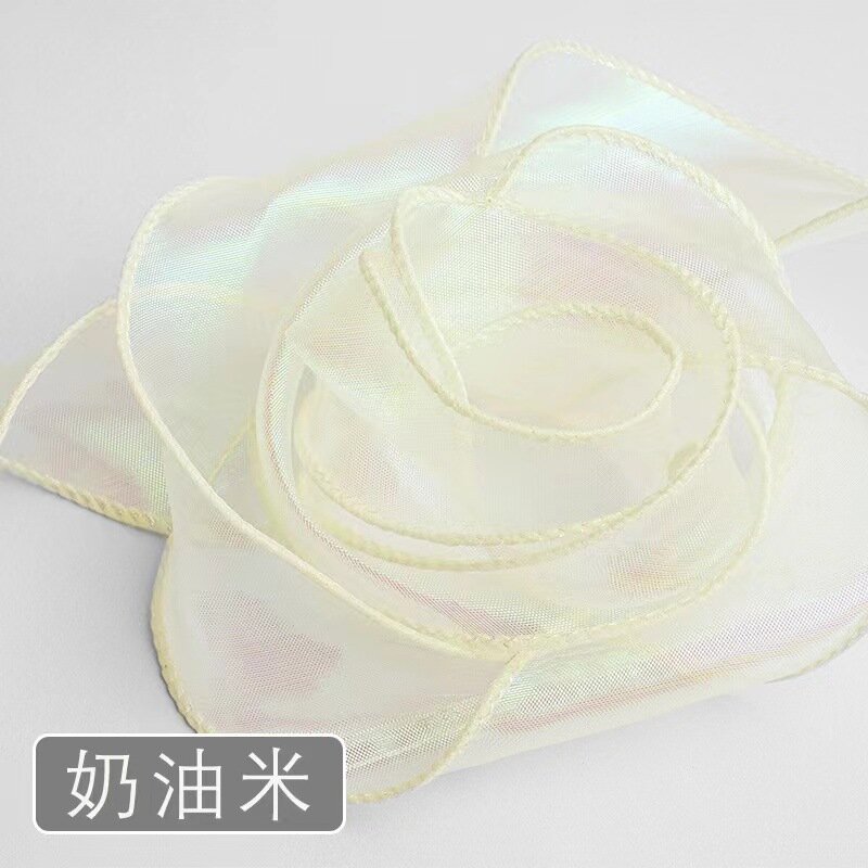 Пряжа "Симфонический рыбий хвост", 4см*10ярдов, кремовая, без сердцевины, без бумажной карточки