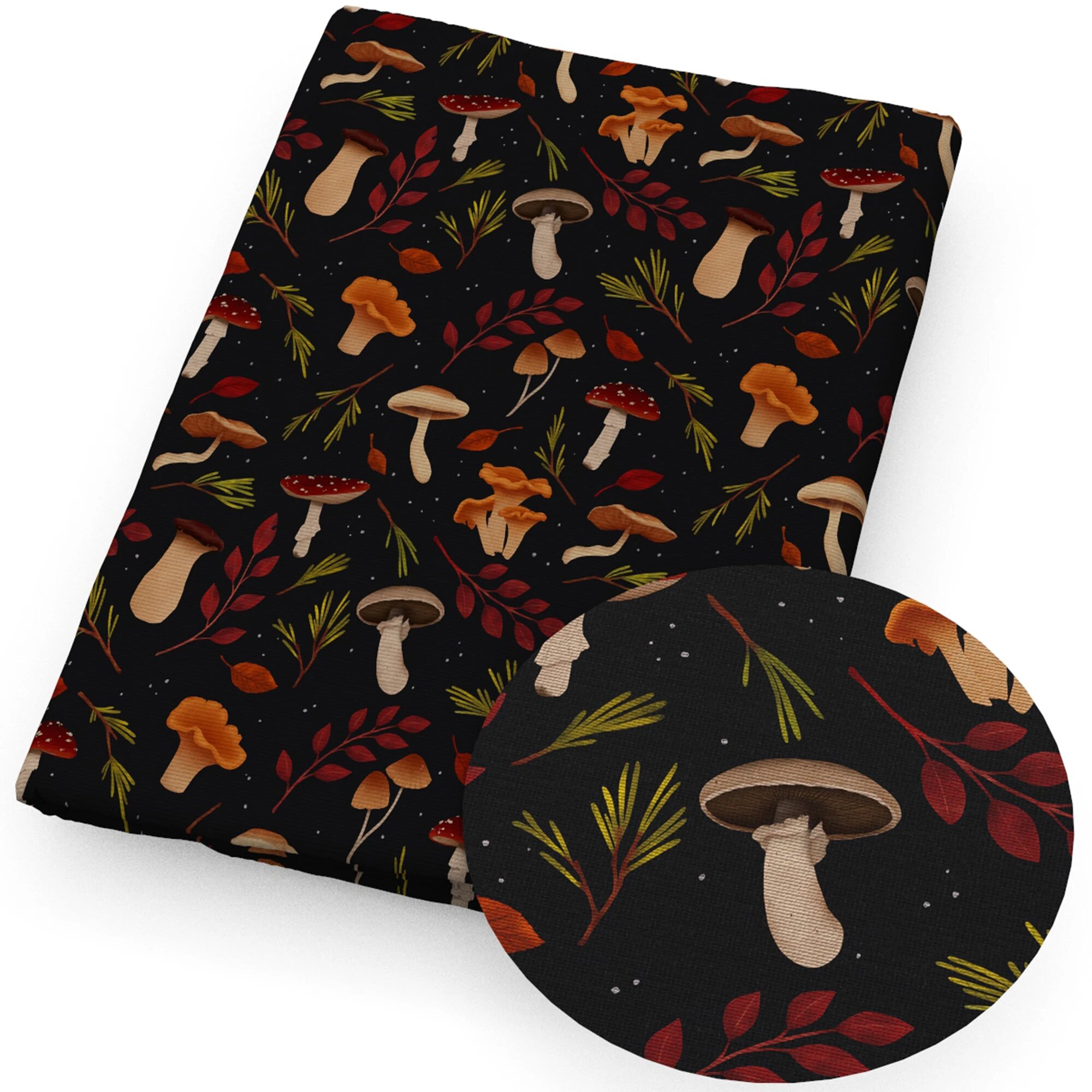 Черная грибная ткань полиэстер хлопок 50*145 см для шитья Polyester Cotton, 1206760