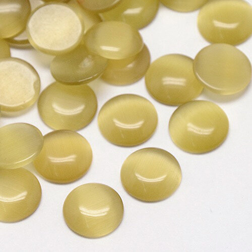 Кабошон стеклянный, 16мм, кошачий глаз (имитация), песочного цвета, 5 шт.