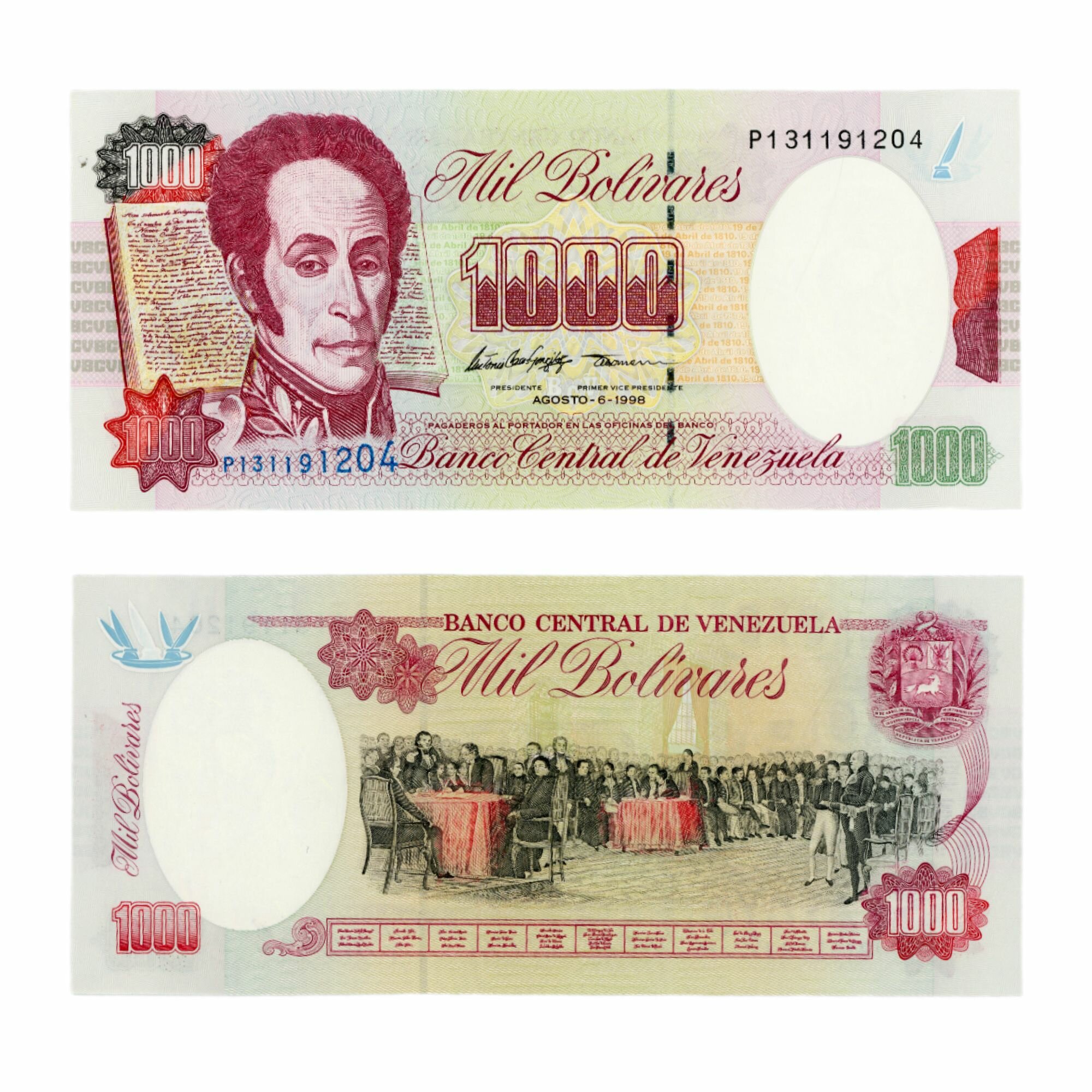 Банкнота Венесуэла 1000 боливаров 1998 год Uncirculated (UNC) Pick-76