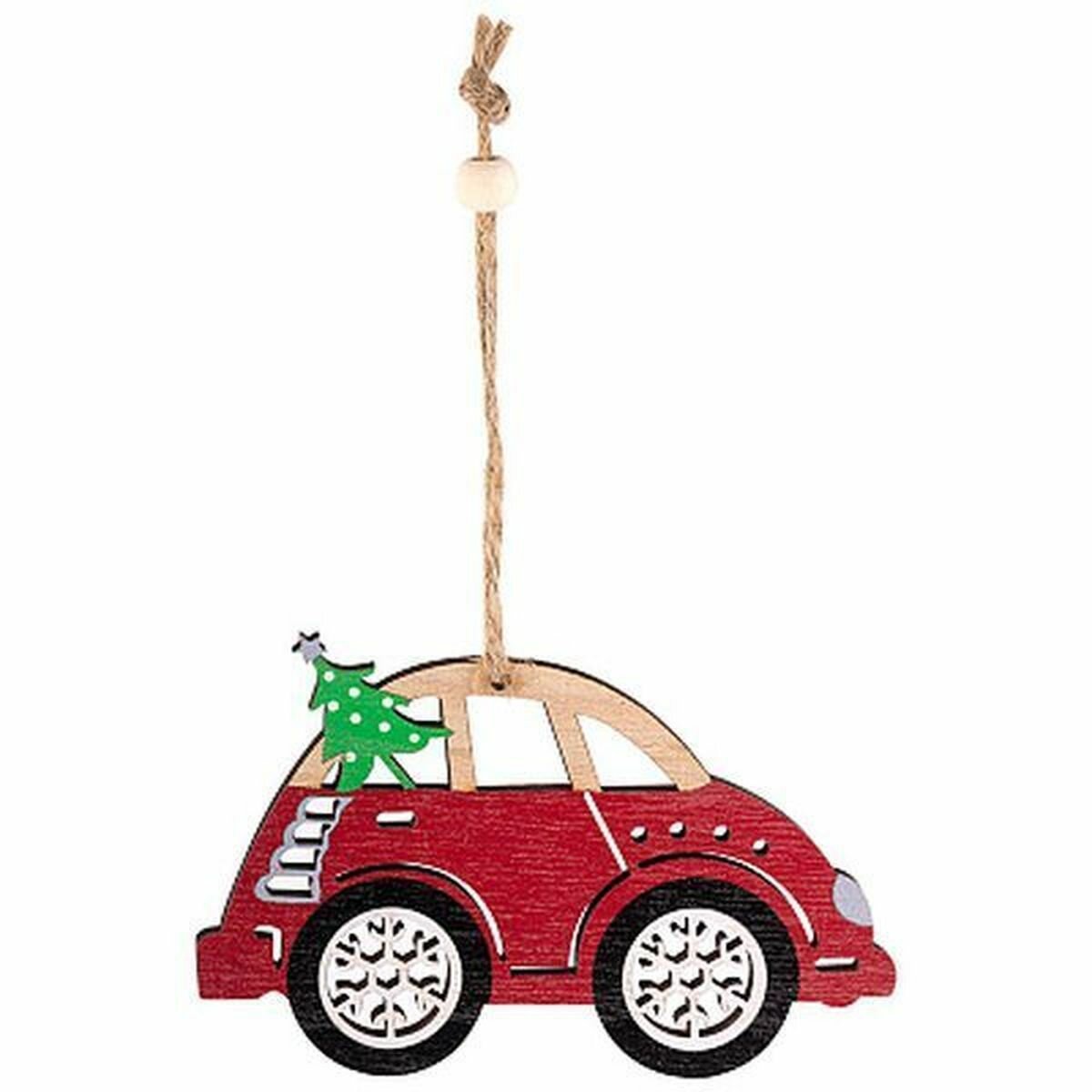 Украшение декорат. Машинка с елкой SYMZPB-4423149 (дерево, пеньк. веревка) 12*0,5*7,5 см