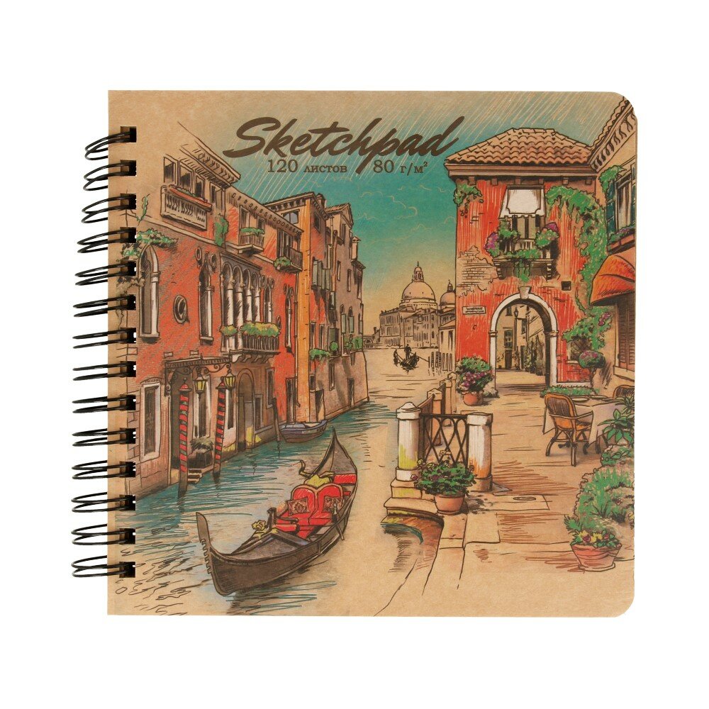 Феникс + Скетчпад 80 г/м2 20 х 20 см на спирали 120 листов Город мечты 59625-SH74 для заметок