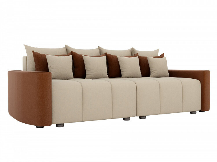 Прямой диван Бристоль Бежево-Коричневый 2, еврокнижка, 295х148х95 см, с ящиком для белья