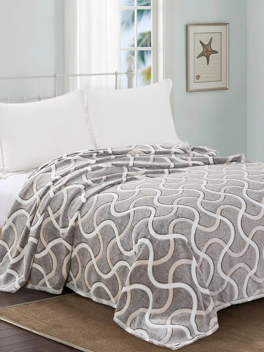 Плед 200х220 Покрывало37 тонкий пушистый двухсторонний