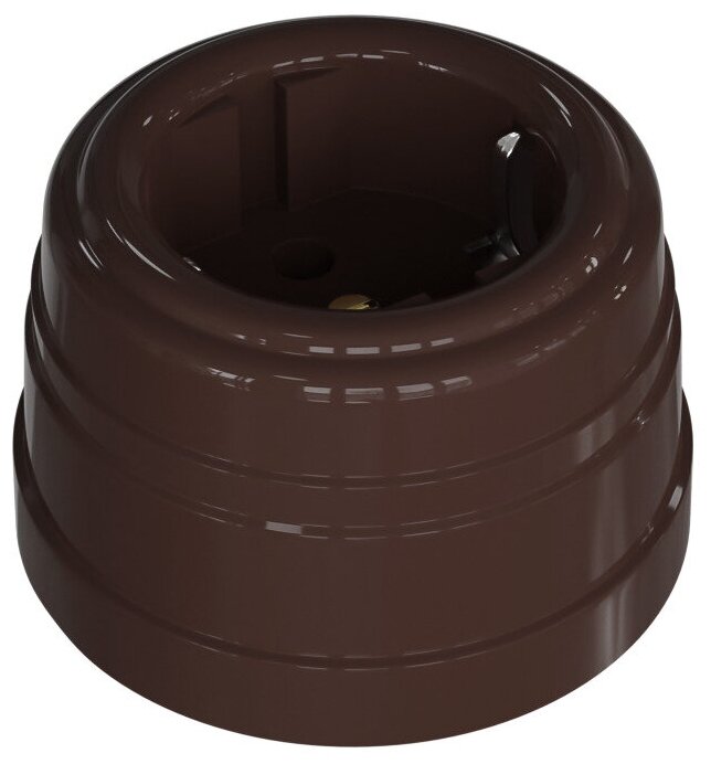 МезонинЪ / Ретро розетка пластиковая двухполюсная, с заземляющим контактом, цвет - коричневый. Серия "Усадьба"