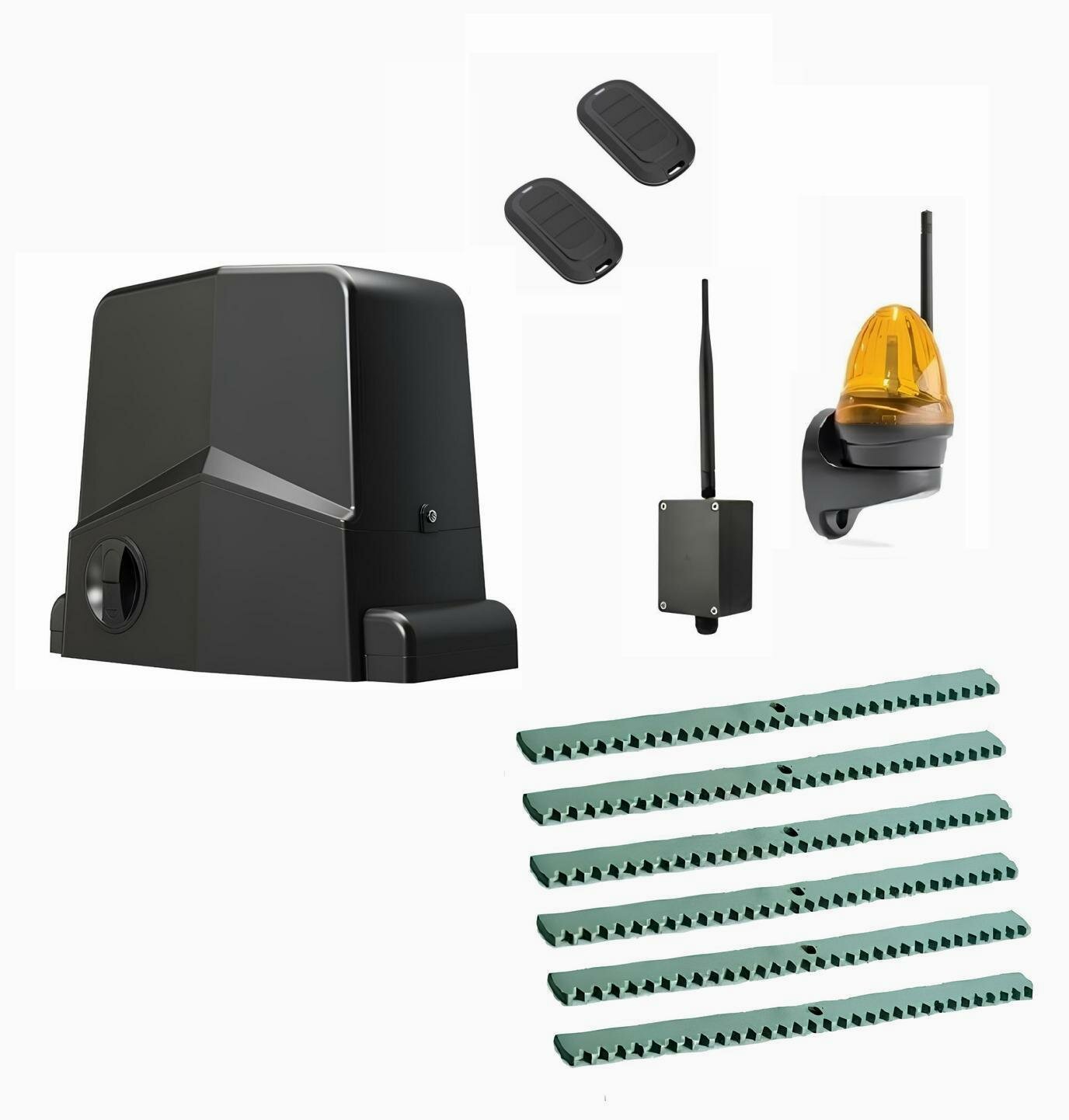 Автоматика для откатных ворот AN-MOTORS ARW-600MKIT-LK6-BT, комплект: привод, сигнальная лампа, 2 пульта, 6 реек, Bluetooth-модуль