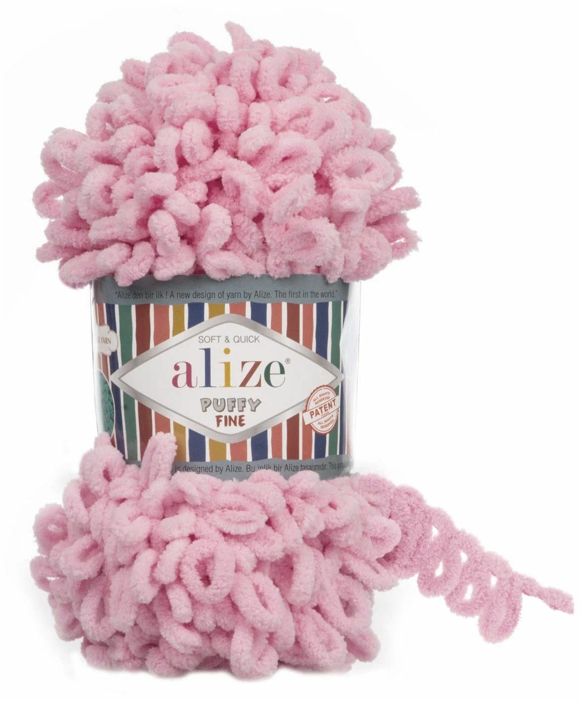 Пряжа Пуффи Файн (плюш Puffy fine) упаковка 5 мотков 100 г. 14 м. 100% микрополиэстер цвет 638 пион