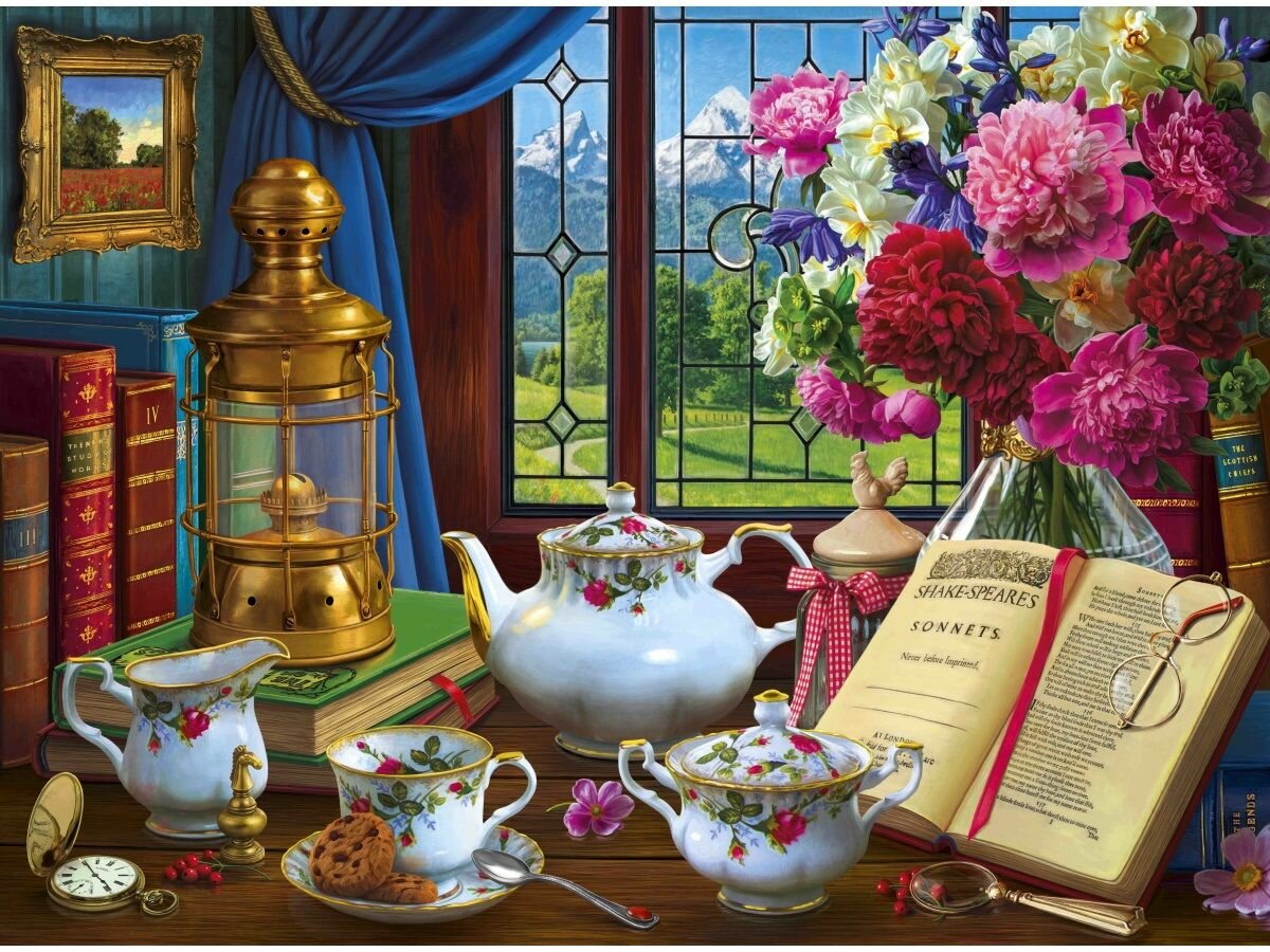 Алмаз мозаика (клас.) 30х40 см, с подр, с полн. заполн. (24цв.) Натюрморт с сервизом (Арт. НД-8589)