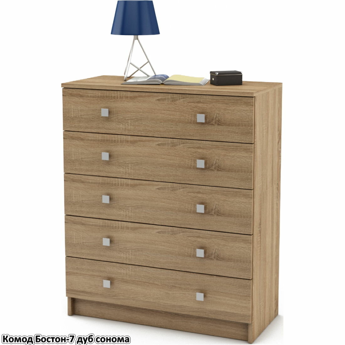 Комод Бостон-7 Дуб-сонома, ЛДСП, МФ Владимир VMF, 80х96,6х38 см.