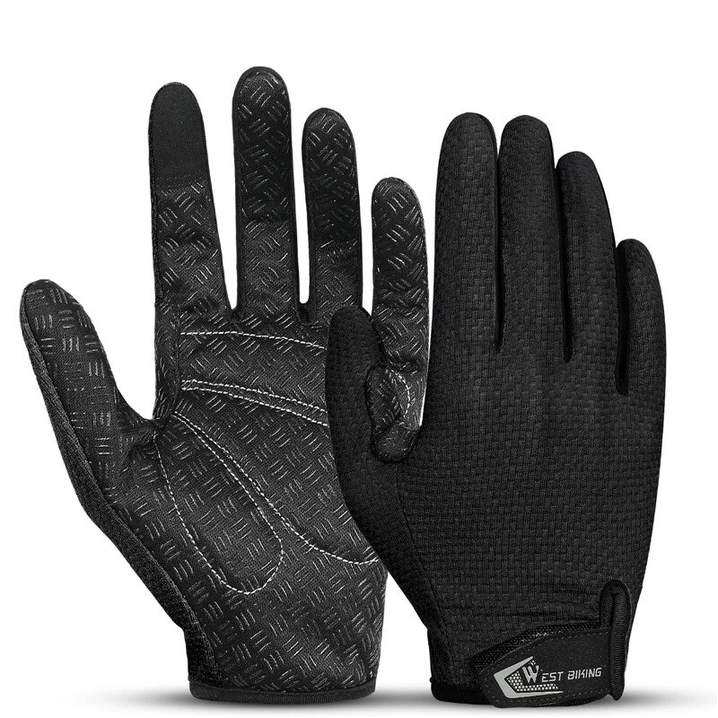 Велоперчатки West Biking летние Черный, L, Full Finger Black