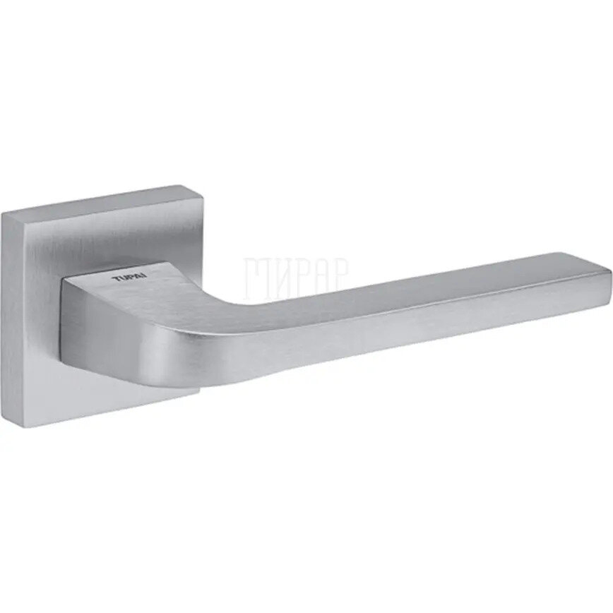 Дверная ручка на квадратной розетке Tupai Supra 3097 Q матовый хром