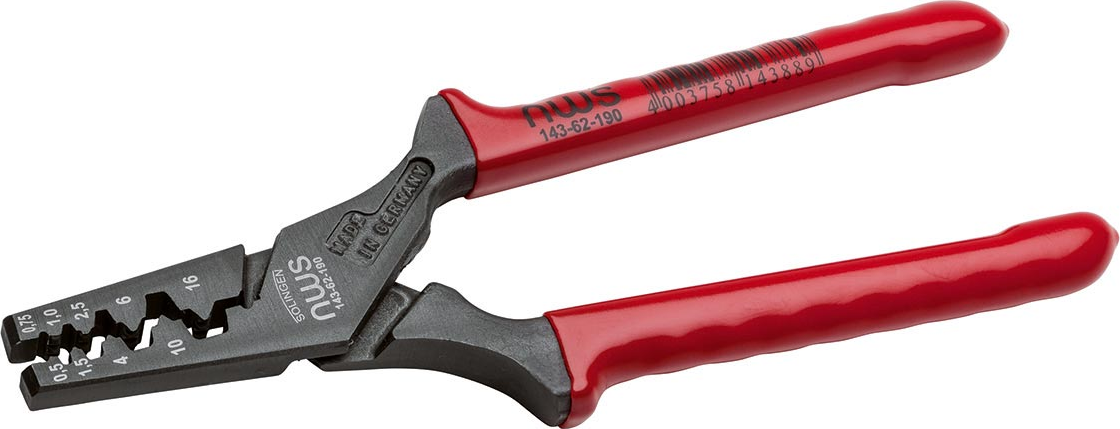 Клещи обжимные NWS 143-62-190 0.5-16мм2 (контактных гильз), 190мм, 250г