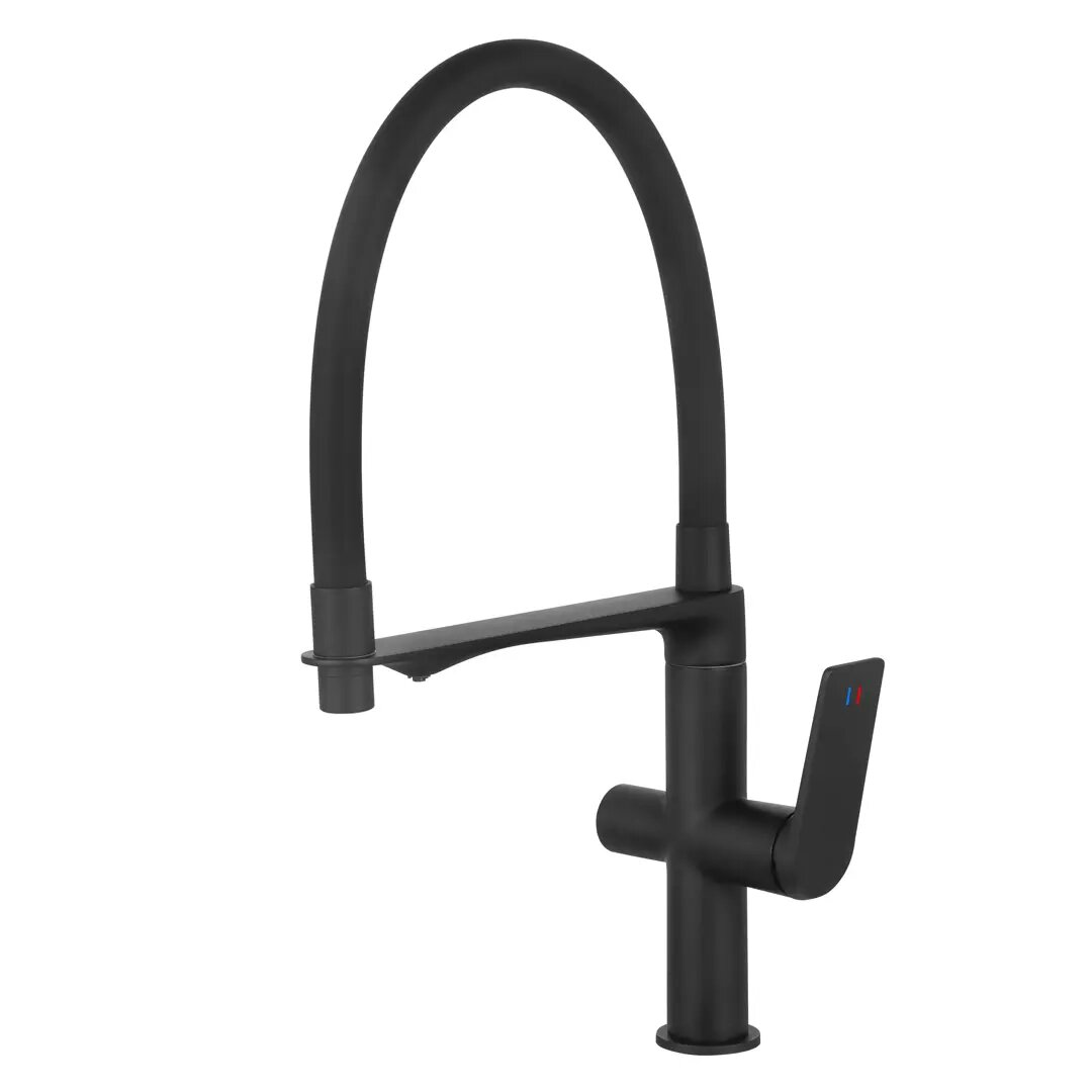 Смеситель кухонный Delinia Нея высота 47.8 см с фильтром цвет черный матовый