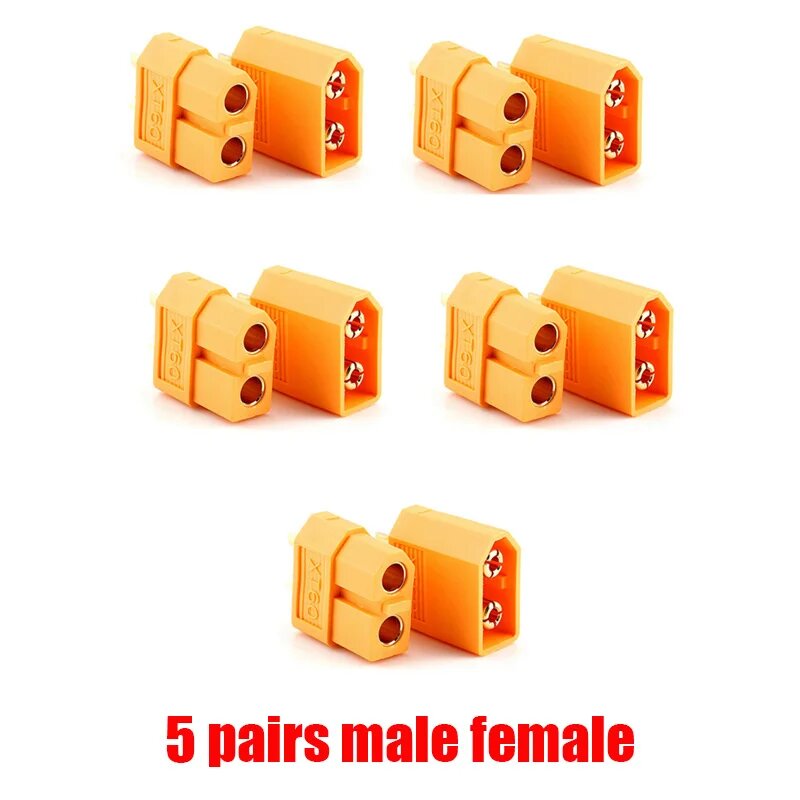 Оранжевые XT60 разъемы, 5 пар (male/female)