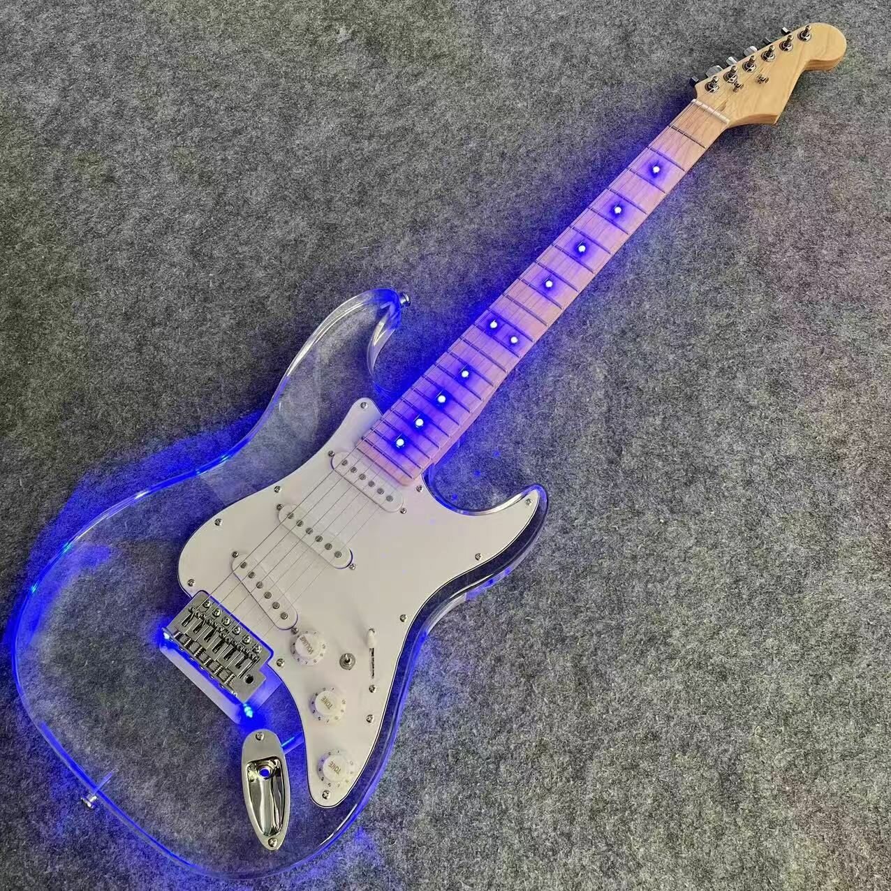 FDST Акриловая электрогитара Гитара со светодиодными лампами