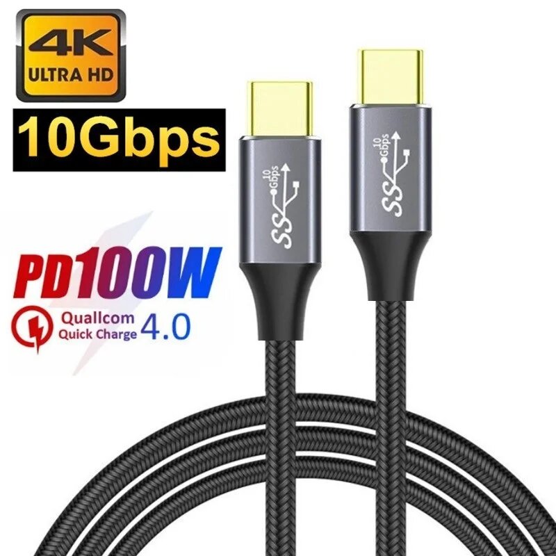 USB 3. 0 Gen2 10 Гбит/с 20 Гбит/с Thunderbolt USB C кабель 5A E-MARK PD100W 4K 60 Гц видеопитание для ноутбуков USB3.2 Gen2 кабель 3 м, 100W 10Gbps