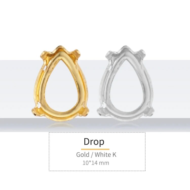 Стразы для шитья Drop 10x14mm, Silver-Claw, 10шт