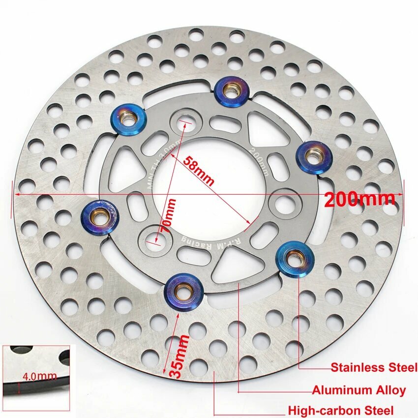 Вращающийся на 200 мм тормозной диск, плавающий ротор, тормозной дисковый суппорт для мотоцикла, 200 мм, с 3 отверстиями для Honda Yamaha Jog 70mm grey