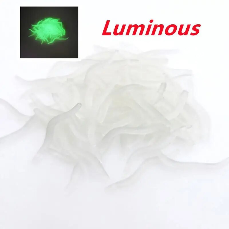 Рыболовные красные светящиеся силиконовые черви 60/120 шт Белый, 120pcs, Luminous