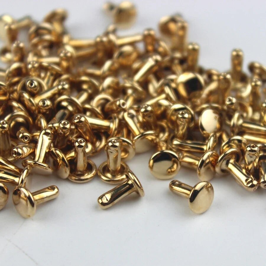 100 комплектов металлических заклепок CLOXY 6 мм 8 мм 6 x 10mm, Желтый, light gold