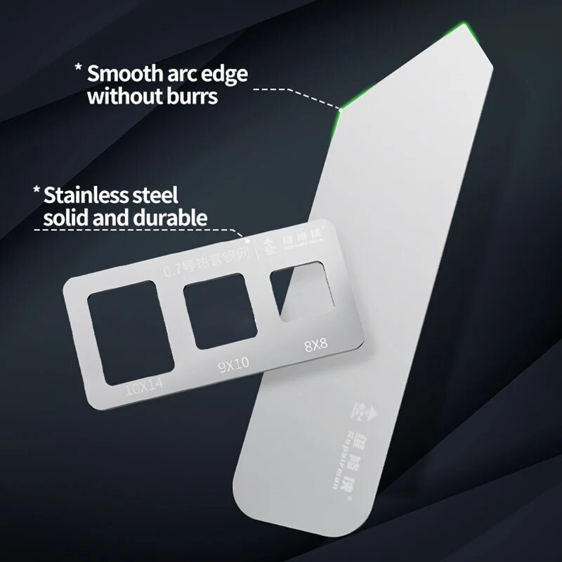 Трафарет и скребок для ремонта мужской термопасты толщиной 0,5/0,6/0,7 мм, лезвие из нержавеющей стали для ремонта микросхем телефона, процессора