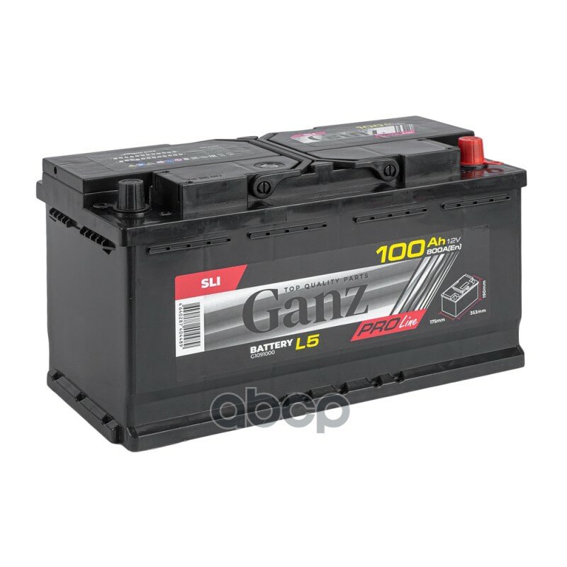 Аккумулятор GANZ PRO-Line DIN 100 А/ч обратный R+ 353x175x190 L5 EN 800 А GANZ арт. G1091000