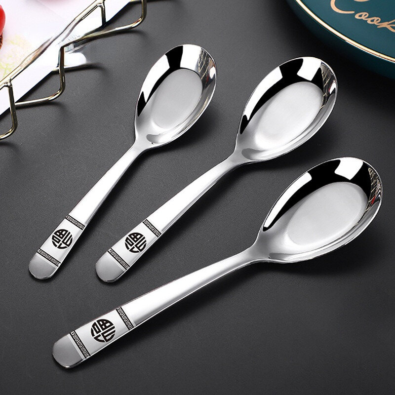 3шт из нержавеющей стали утолщенная домашняя суповая ложка для взрослых китайский стиль