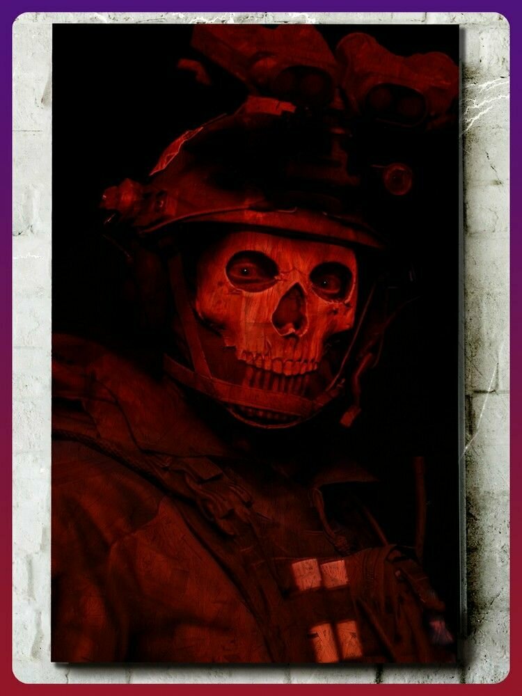 Картина интерьерная на рельефной доске игры Call of Duty (шутер, череп, PS, Xbox, PC, Switch) - 62412359