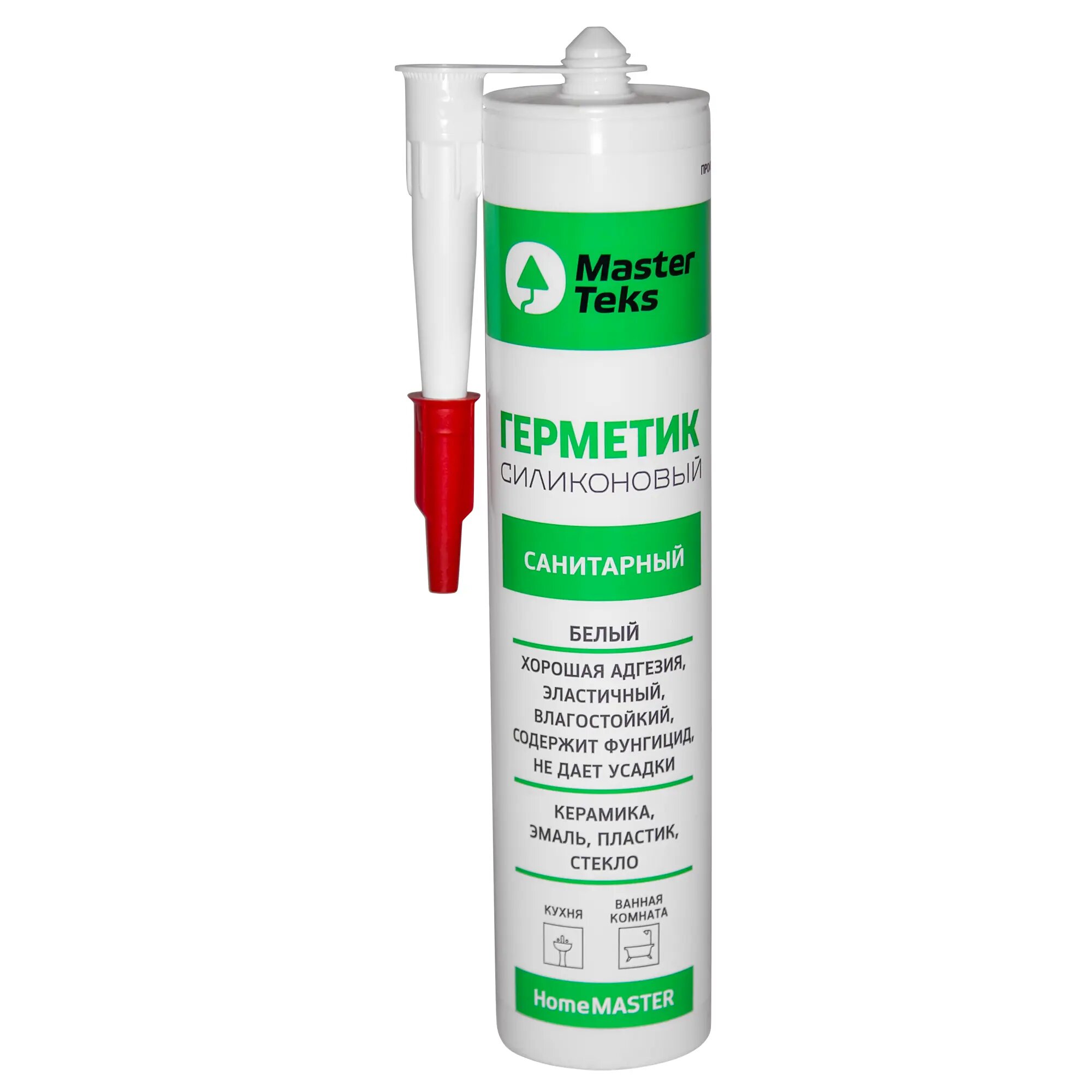 Герметик силиконовый MasterTeks санитарный уксусный белый 260 мл