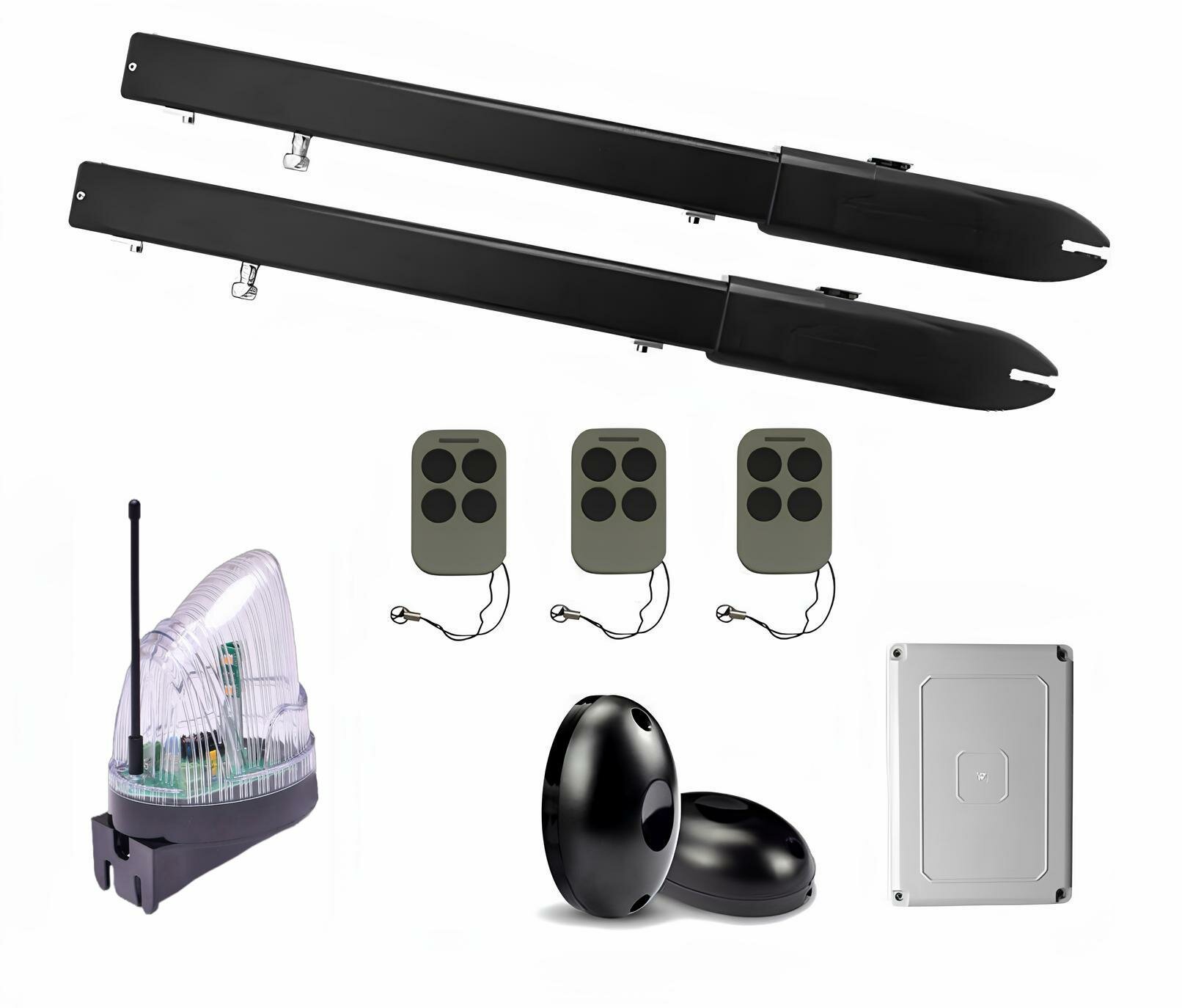 Автоматика для распашных ворот KSW-3000 FULL-T3-5K, комплект: 2 привода, блок управления, 3 пульта, фотоэлементы, лампа