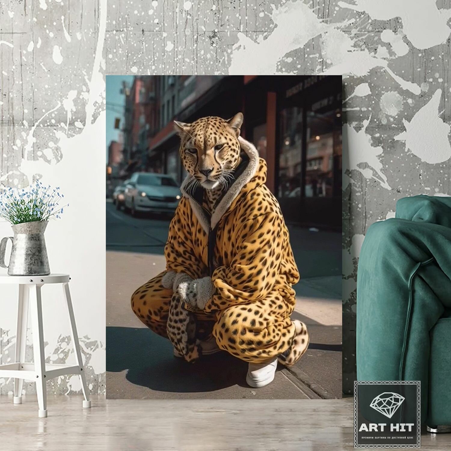 Картина леопард в костюме, 30х40 см.