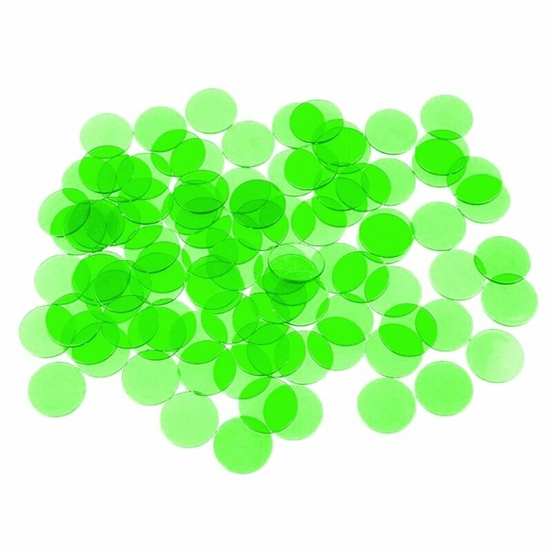 (1 уп, 100 шт.) Пластиковые фишки для игры Бинго, зеленые
