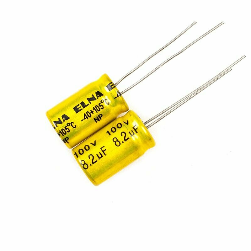 2шт, Elna неполярный конденсатор NP 100В-8.2мкФ (8.2uF-100V, 10x16мм)