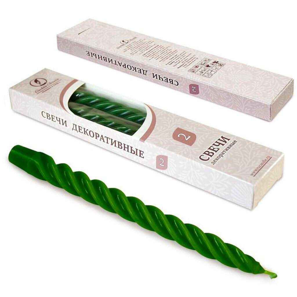 Свечи Омский свечной завод витые, темно-зеленые, 2 шт (008151)