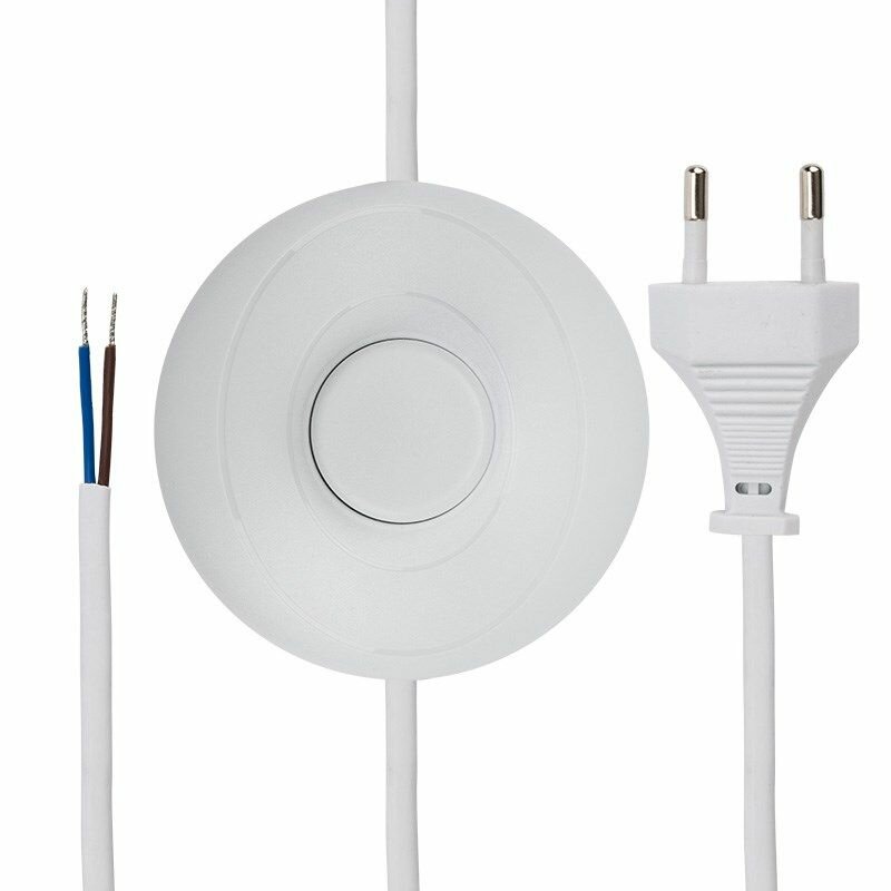 Шнур сетевой с напольным переключателем 2х0,75 мм 2,5м белый REXANT