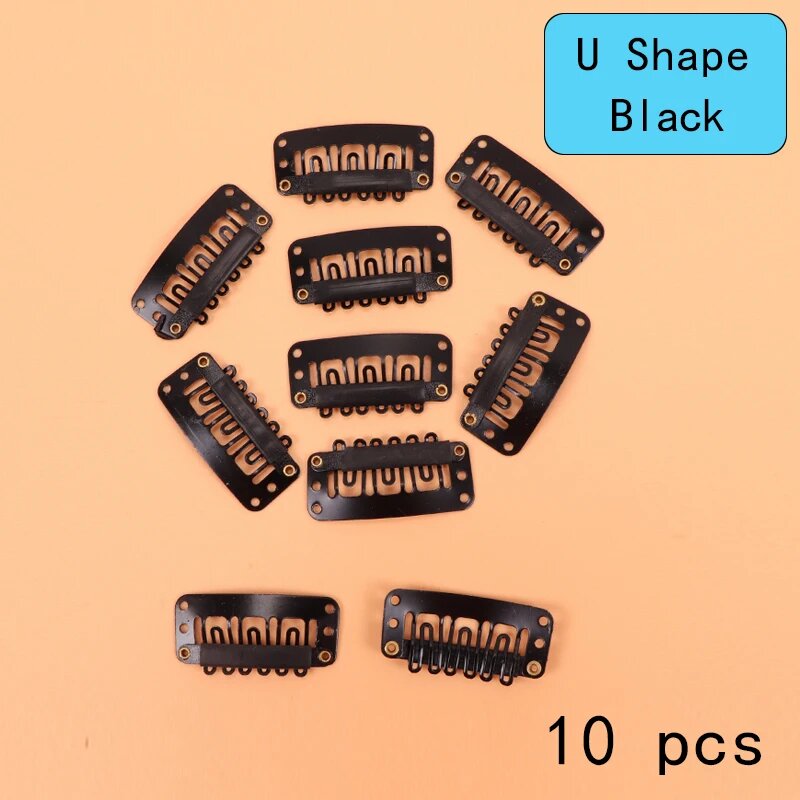 Зажимы для наращивания волос U Shape Black, 10 шт