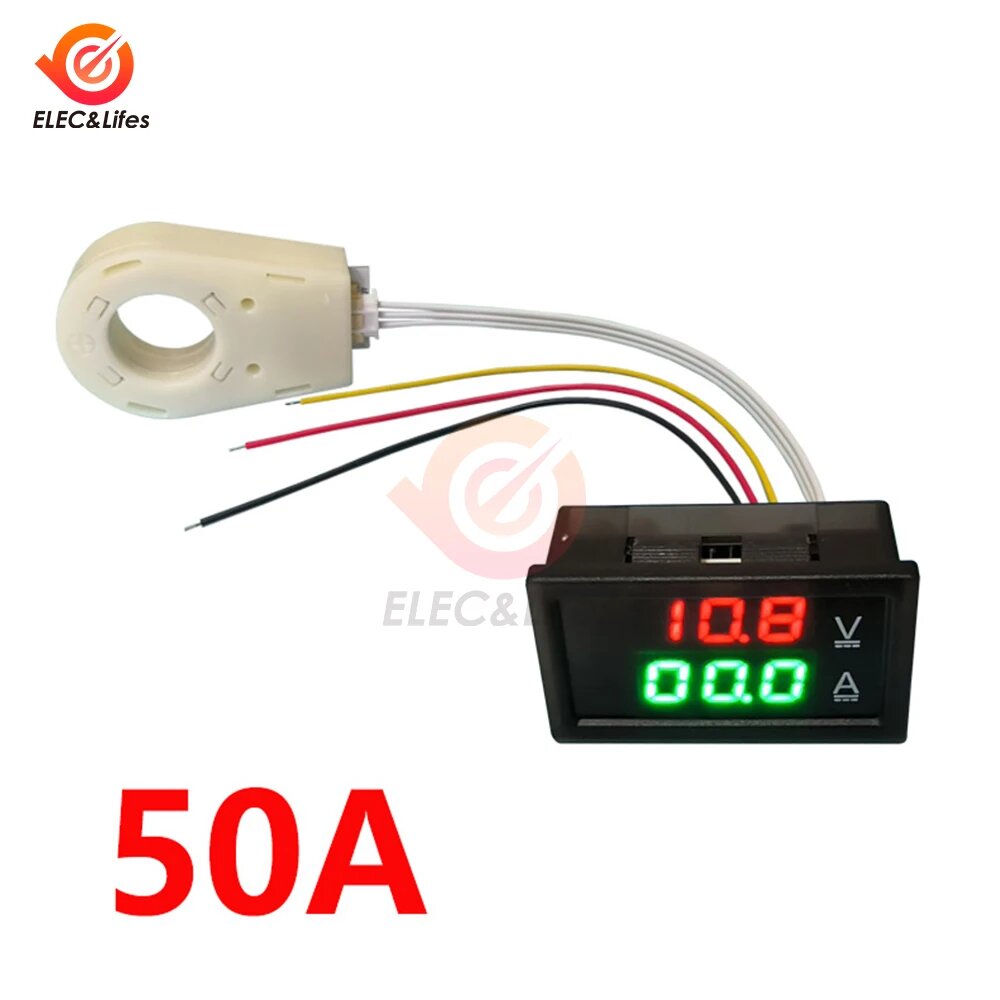 Цифровой амперметр вольтметр DC 0-300V 50A