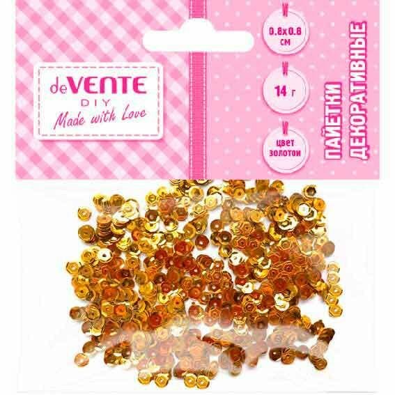 Пайетки deVENTE декоративные, "Metallic" золото, 14 гр, пластик (8001910)