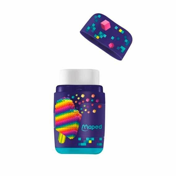 Точилка Maped с контейнером, 2 отверстия, с ластиком, "Connect Pixel Party" (049223)