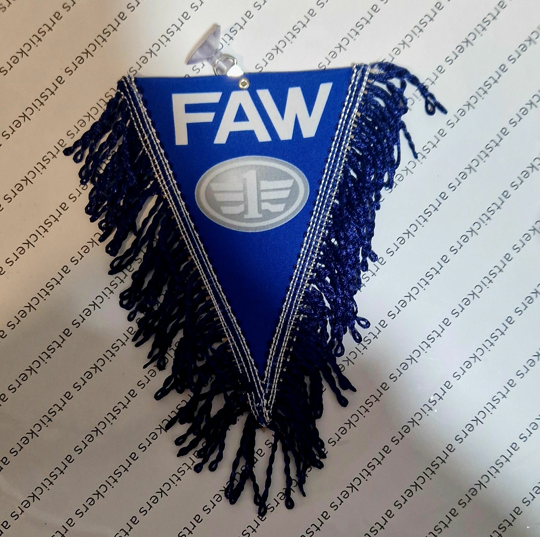 Вымпел Faw + девушка 16х20см, +бахрома 5см, двусторонний на присоске, ткань, аксессуар для авто