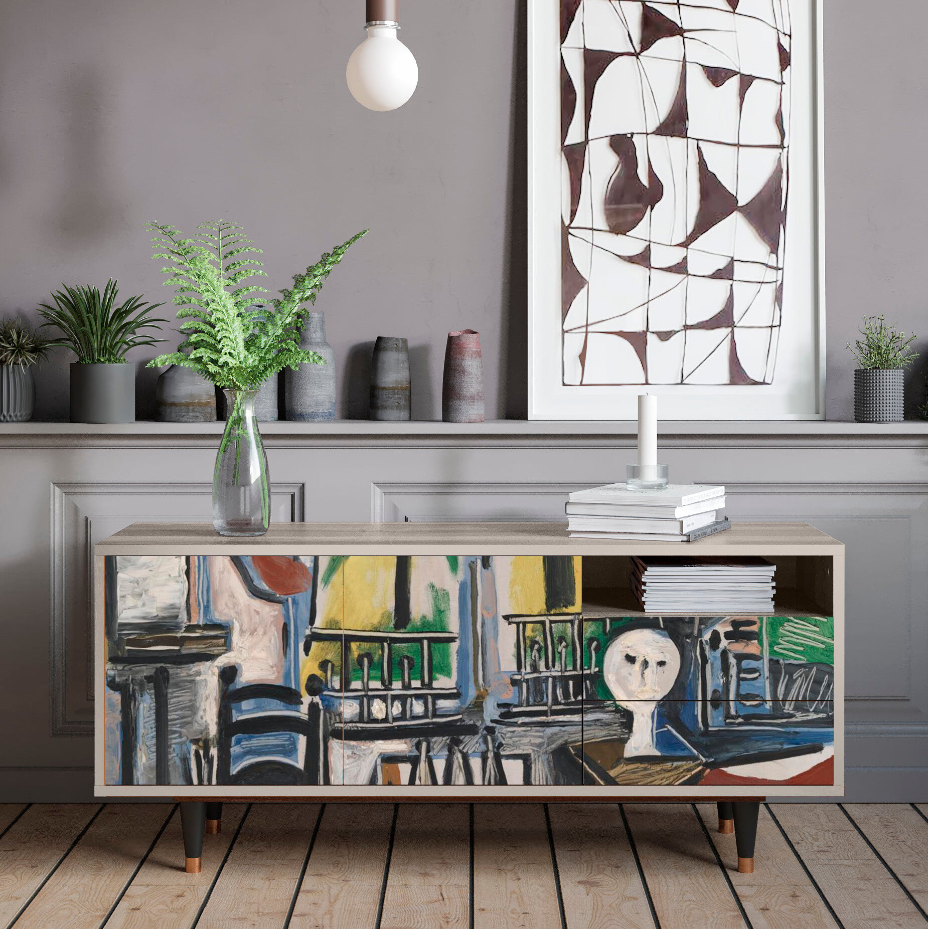 ТВ-Тумба - STORYZ - T7 The Studio by Pablo Picasso , Размер - 125 x 56 x 41 см, Цвет корпуса - , Сатин