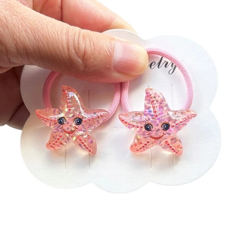 Резинки для волос морские звёзды, 2шт, розовый (Color: E)