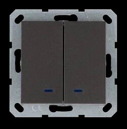 Jasmart Выключатель двухклавишный со светодиодами 10A 250V~ с накладкой, цвет Мокко, G3023NZ