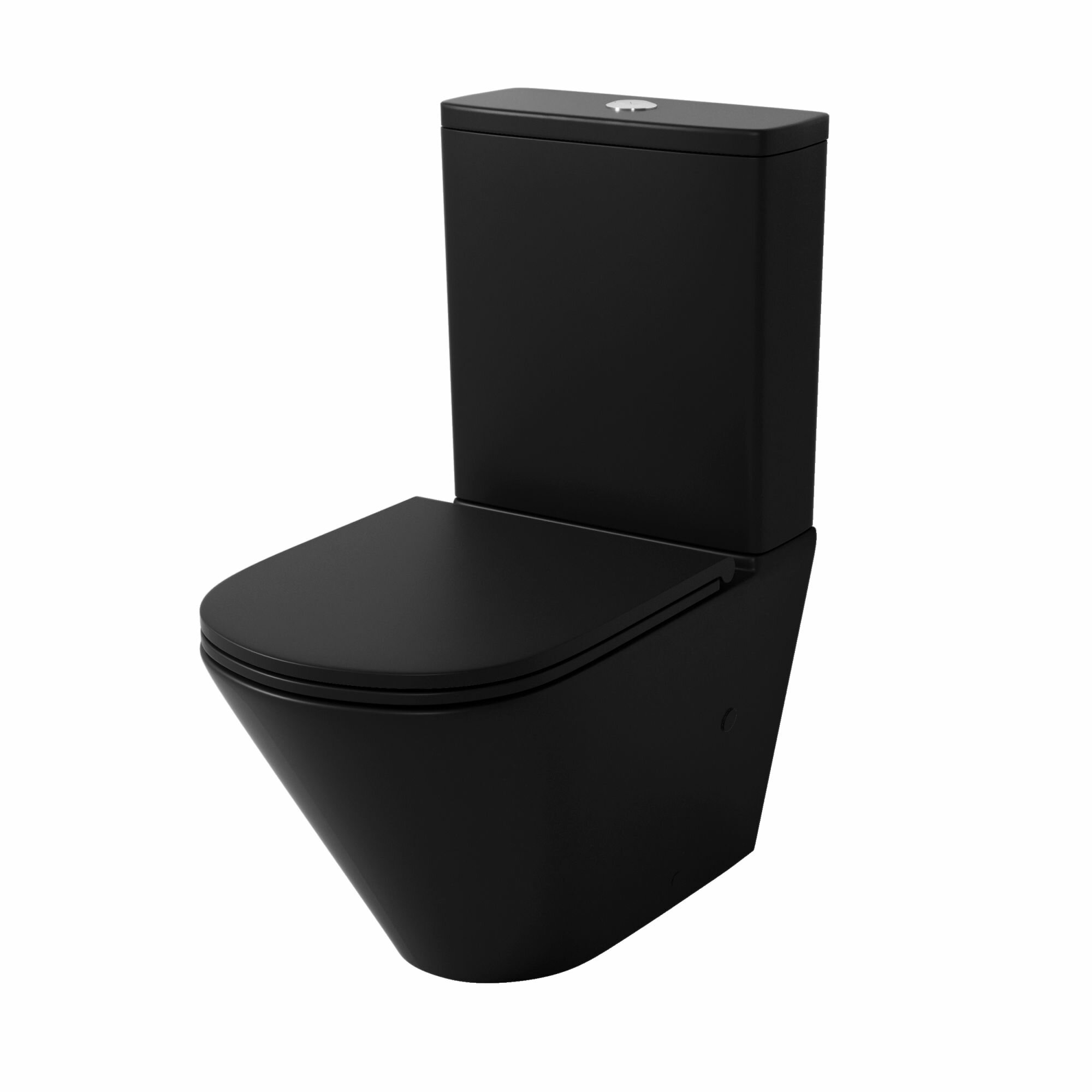 Унитаз Grossman GR-4450BMSQ (605х380х825) безободковый, черный матовый с тонкой крышкой, микролифт, смыв торнадо,2 места