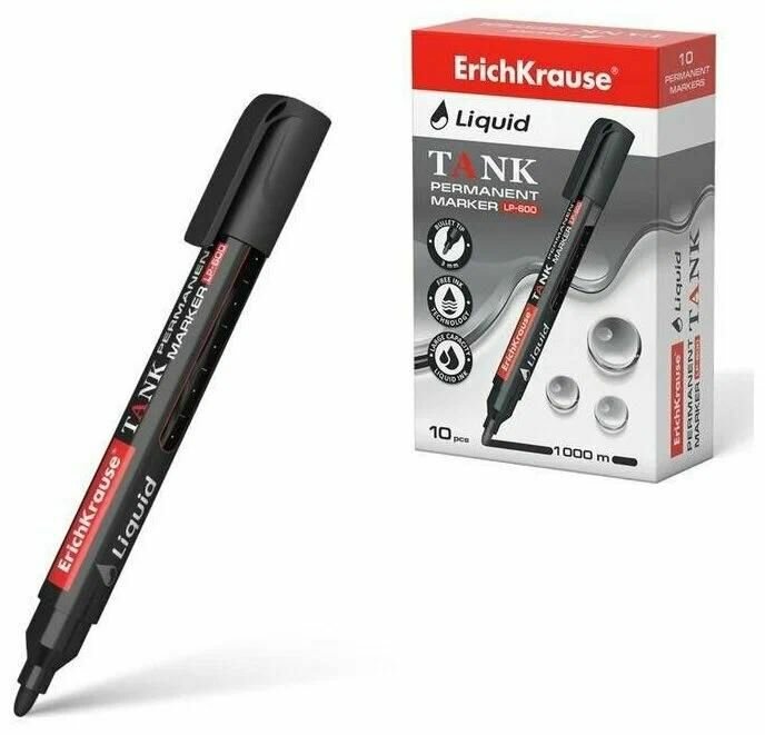 Маркер Erich Krause "Tank", перманентный, с жидкими чернилами, LP-600, черный (48769)