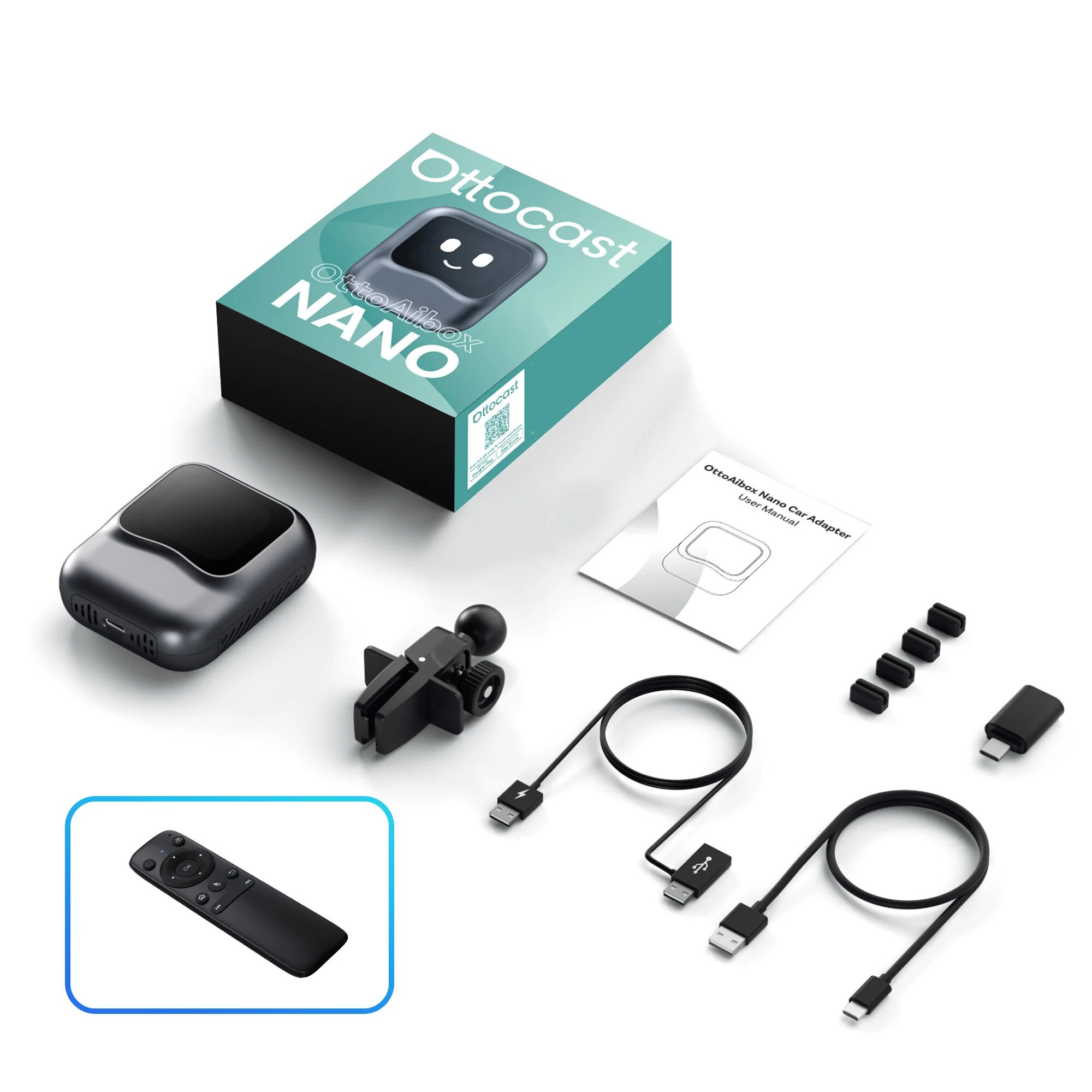 OTTOCAST Nano Android 13, AI Box с пультом, CarPlay, Android Auto